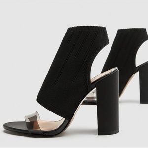Zara | Shoes | Zara Stretch Knit Block Heel Sandals | Poshmark